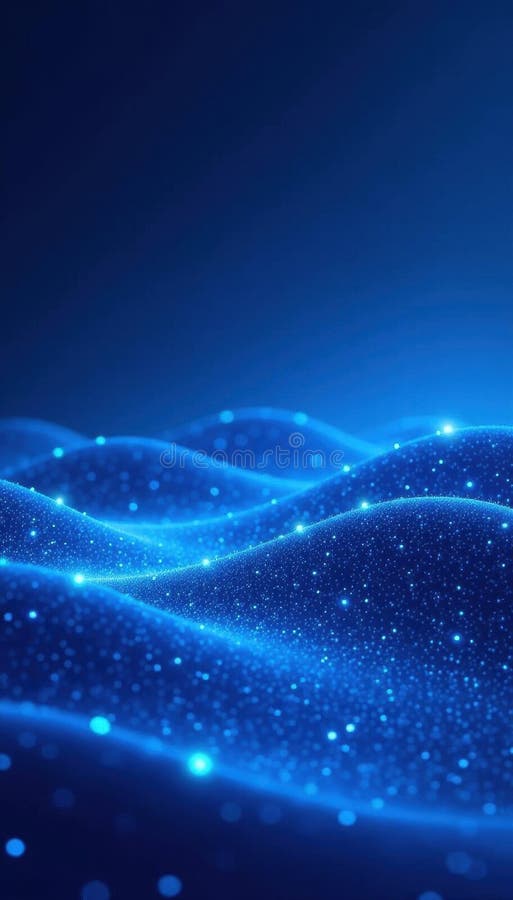 Sleek Blue Digital Landscape, Wavy Lines Particles, Connection, Ux ...