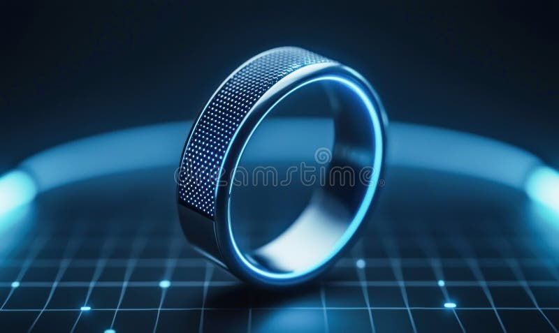 A Sleek, Blue Glowing Smart Ring on a Dark Background, Symbolizing ...