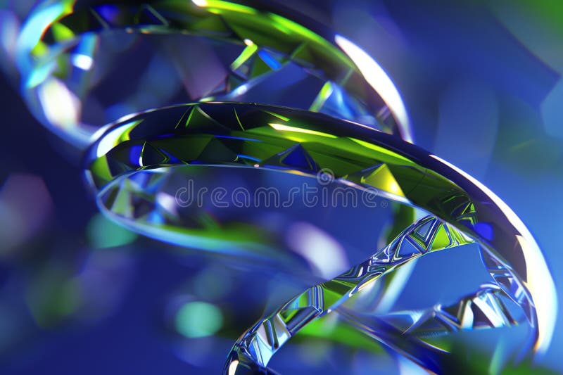 Sleek Blue and Green DNA Helix, Modern Biotechnology Concept with Clean ...