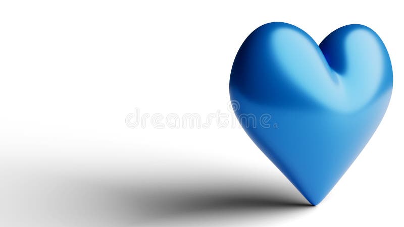 Sleek Blue Heart on White Gradient. 3d Rendering (Illustration Stock ...