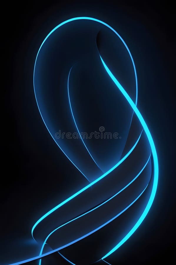 Sleek Blue Neon Pathway Glowing Brighter at Curves, Creating Depth and ...