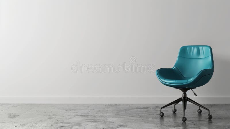 Sleek Blue Office Chair in Empty Workspace Stock Illustration ...