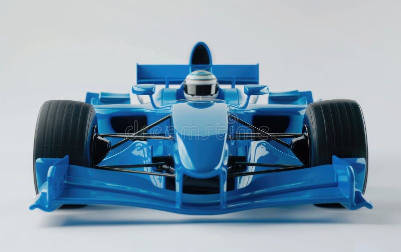 Sleek Blue Race Car and Pilot Isolated on White Background, Stock ...