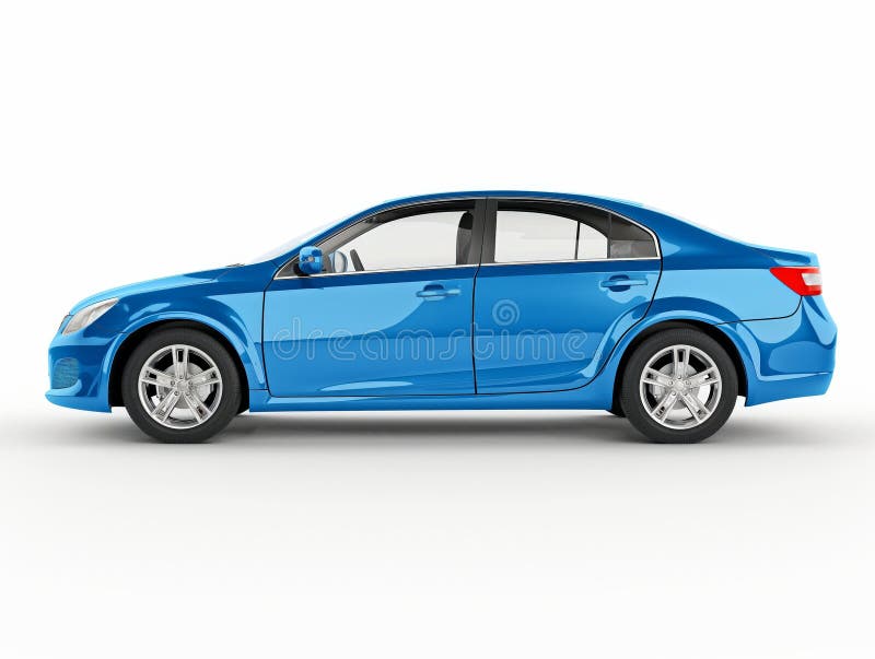 Modern Blue Sedan Side View Stock Image - Image of side, profile: 312158463