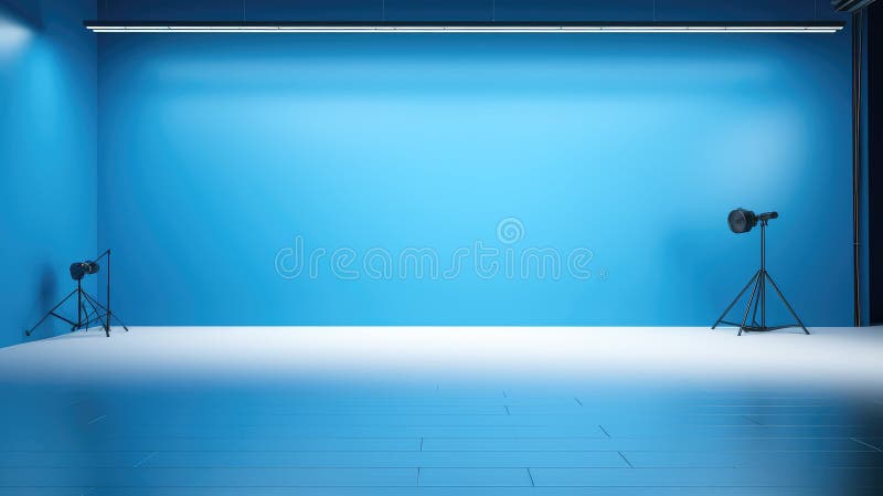 Sleek Blue Studio Background Wall Stock Illustration - Illustration of ...