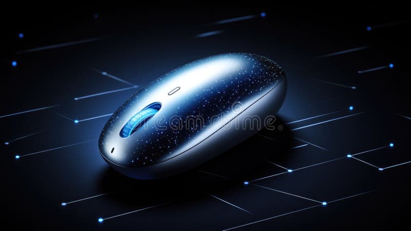 Sleek Blue Wireless Mouse with Starry Design and Glowing Scroll Wheel ...