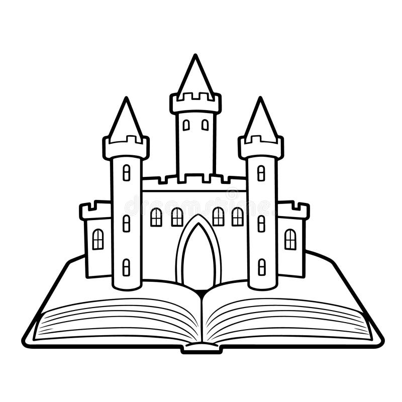 Elegant Vector Outline of a Book with Castle Icon for Versatile Use ...