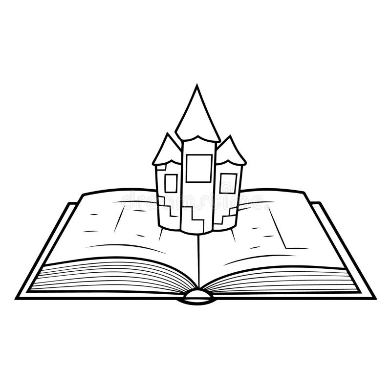 Elegant Vector Outline of a Book with Castle Icon for Versatile Use ...
