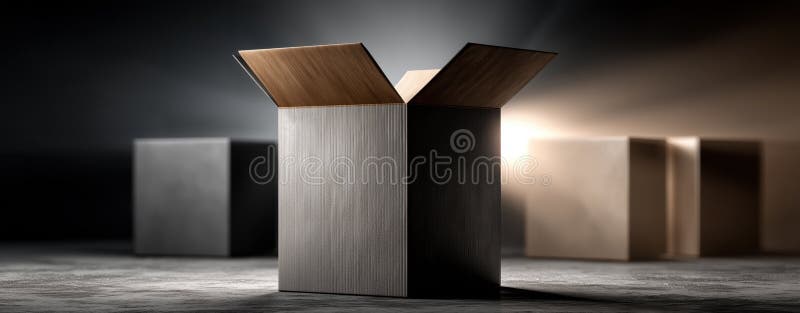 Sleek Box is Open Showcasing Its Interior with Light Illuminating from ...