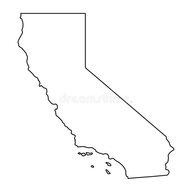 Sleek California Outline Minimalist Map in Black Silhouette Stock ...