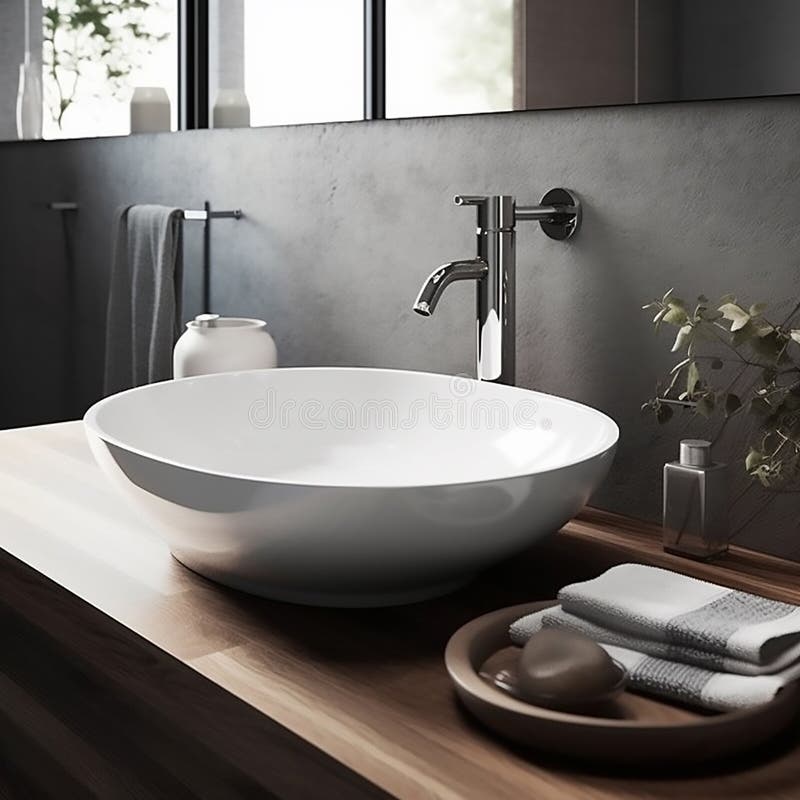 Ceramic Wash Basin in a Brilliant Shade of White Stock Illustration ...