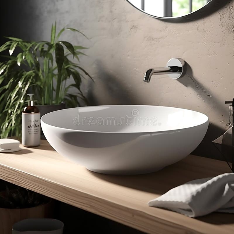 Ceramic Wash Basin in a Brilliant Shade of White Stock Illustration ...