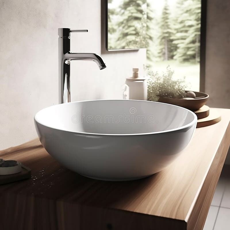 Ceramic Wash Basin in a Brilliant Shade of White Stock Illustration ...
