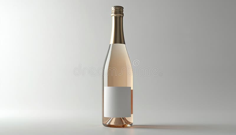 Sleek Champagne Bottle with Blank White Label Mockup. Minimalistic ...