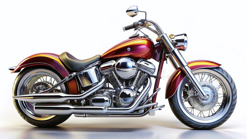 Sleek Chrome Motorcycle Isolated Studio Shot for Advertising Design or ...