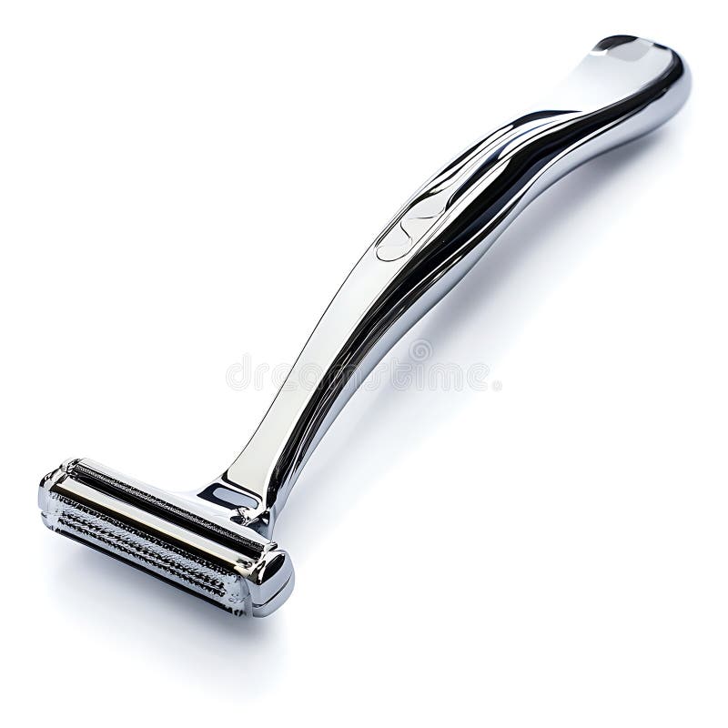 Sleek Chrome Razor on a White Background, Blending Functionality with ...