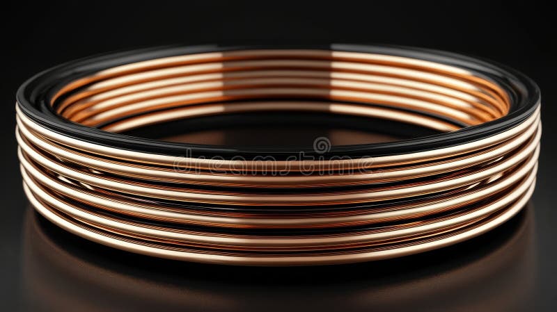 Sleek Circles Black Copper Stacked Dark Surface Stock Photos - Free ...