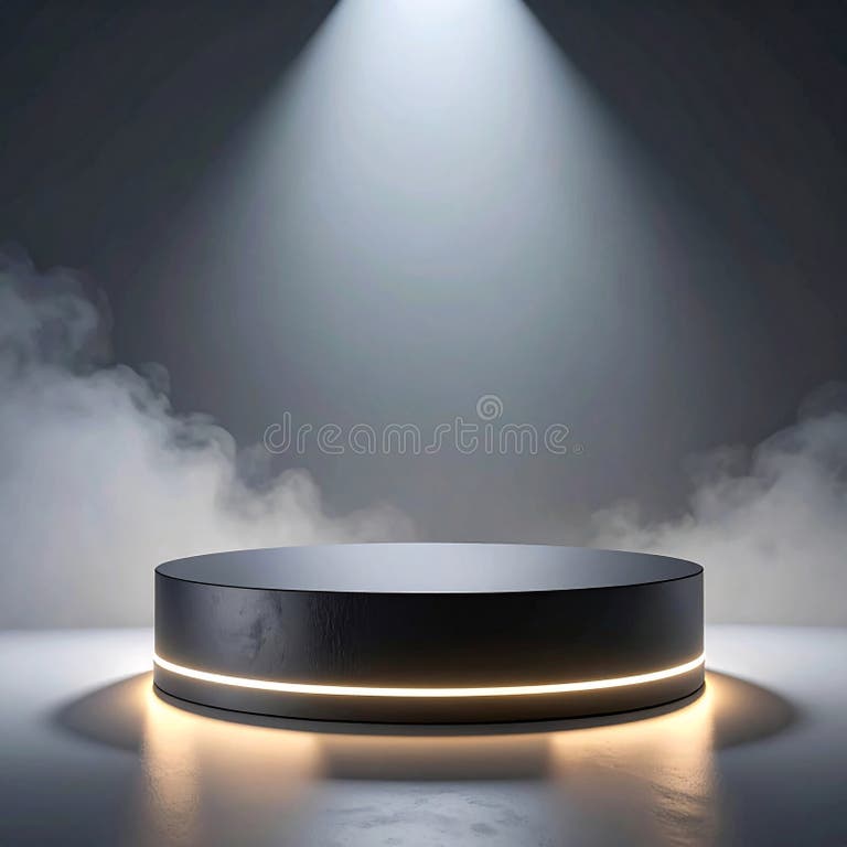 Generative AI Images of a Sleek, Circular Black Platform is Centrally ...