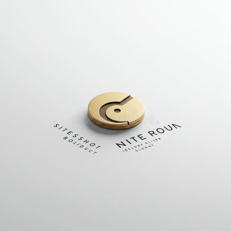 A Sleek, Circular 3D Logo Design, Predominantly Gold, Featuring a Cut ...