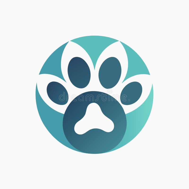 A Sleek, Circular Logo Featuring a Stylized Pet Paw Print in White ...
