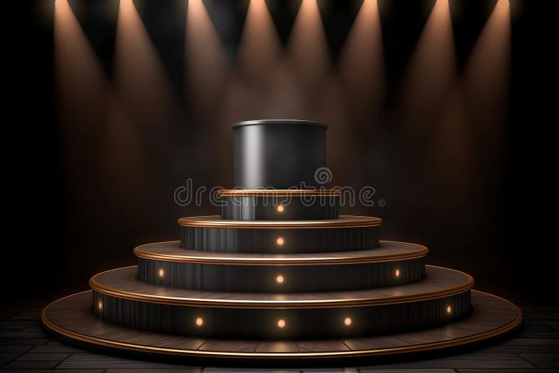 A Sleek Circular Podium with Layered Platforms Illuminated by Soft ...