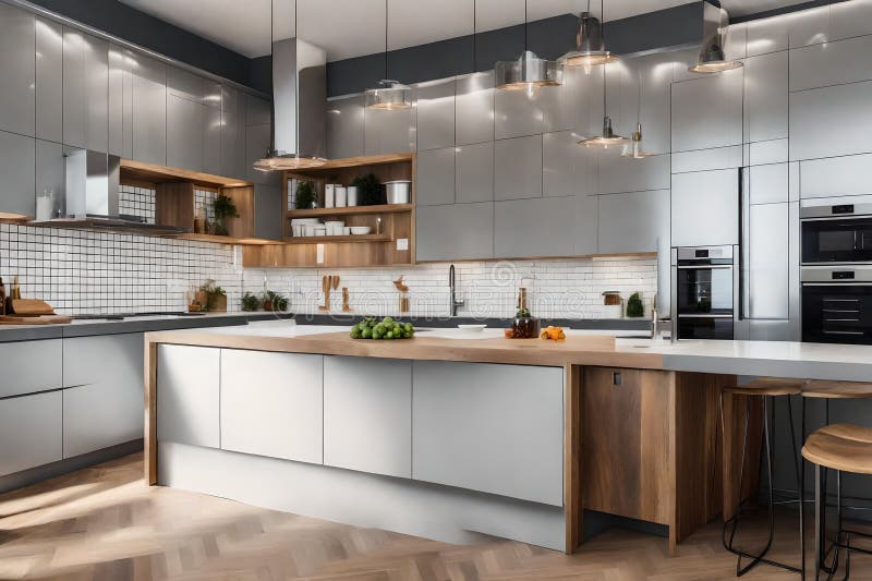 A Sleek and Clutter-free Modern Kitchen with Clean Lines and Minimalist ...