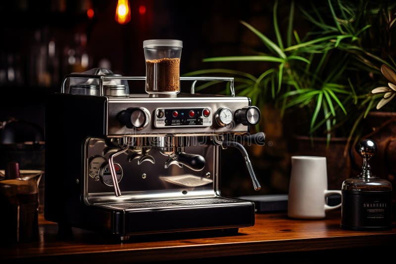 Sleek Coffee Machine Elegantly Brewing Aromatic Beverages in a Cozy ...