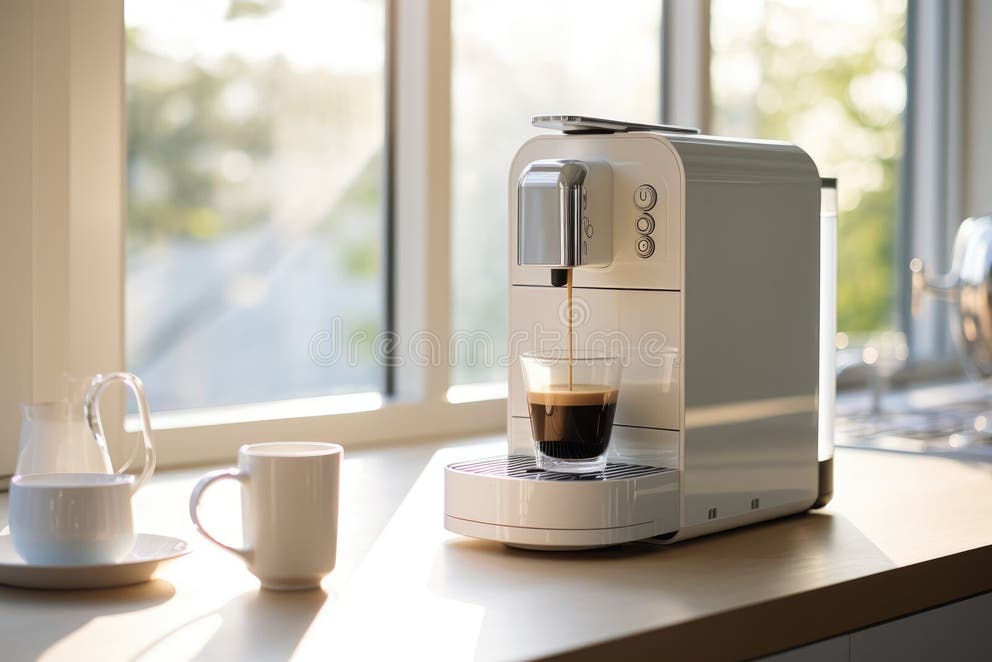 Sleek Coffee Machine Enhances Kitchen Aesthetics. Generative AI Stock ...