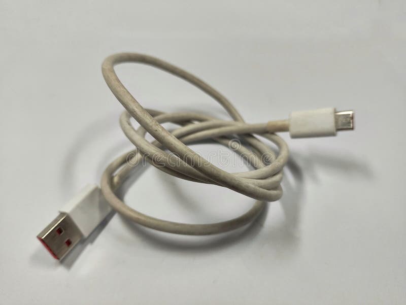 Sleek and Coiled, USB Type-C Cable Stock Image - Image of computer ...
