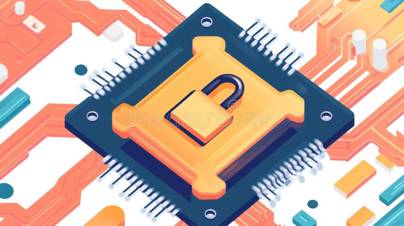 A Sleek Computer Chip Design Featuring a Secure Lock, Showcasing ...