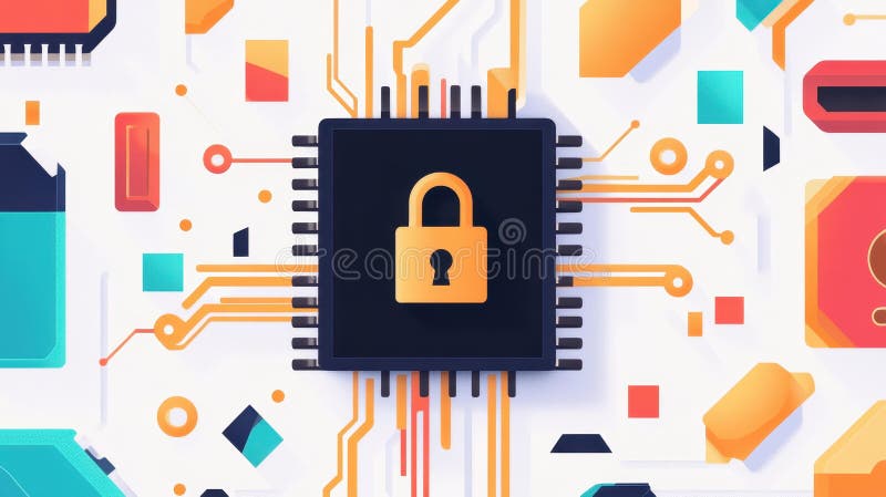 A Sleek Computer Chip Design Featuring a Secure Lock, Showcasing ...