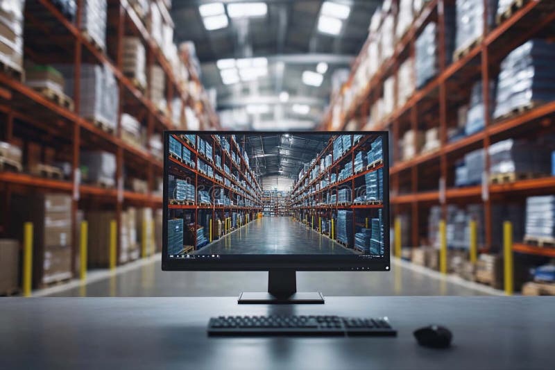 A High-tech Workspace Showcasing Inventory Management in a Modern ...