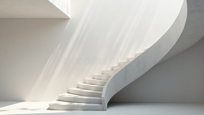 Sleek Concrete Spiral Staircase with Angular Shadows Stock Illustration ...
