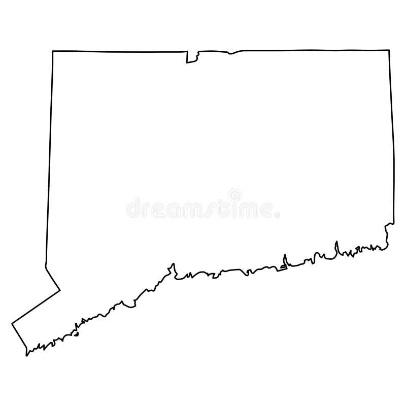 Sleek Connecticut Outline Minimalist State Map in Black Silhouette ...