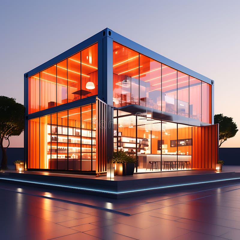 Sleek Container Haven: Isometric View of Minimalist Bar Store Exterior ...