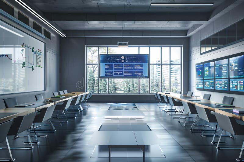 A Sleek, Contemporary Classroom or Study Space Featuring Interactive ...