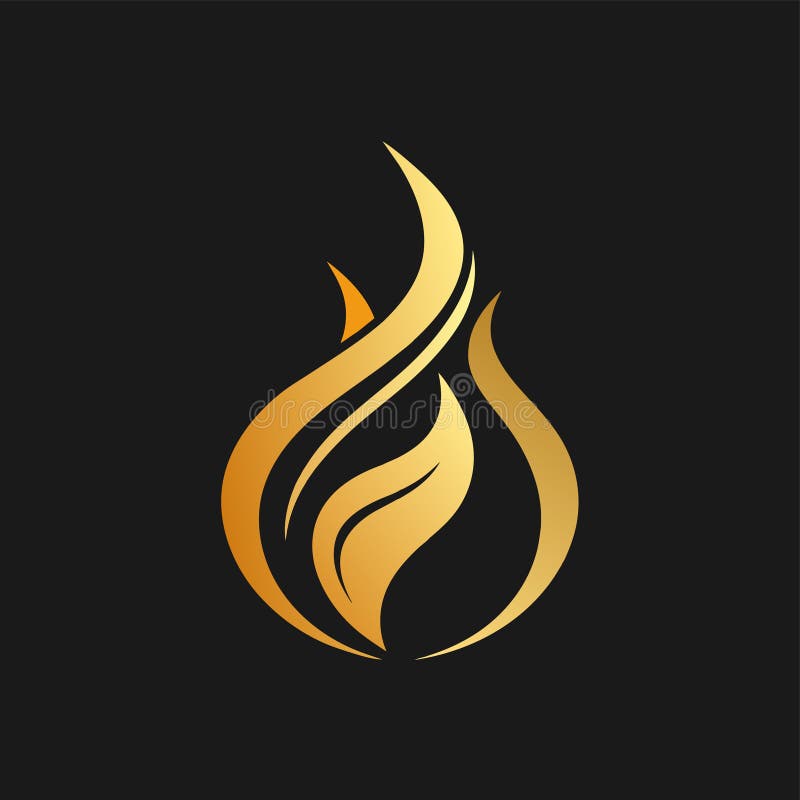 A Sleek and Contemporary Gold Flame Logo Against a Black Backdrop ...