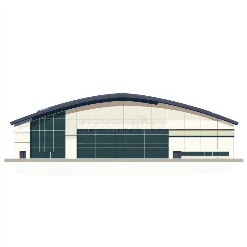 Modern Hangar Building Exterior Design: Architectural Illustration ...