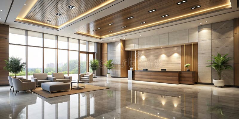 Sleek Contemporary Lobby in Neutral Tones Generative by AI Stock ... Sleek Contemporary Lobby in Neutral Tones Generative by AI Stock ...
