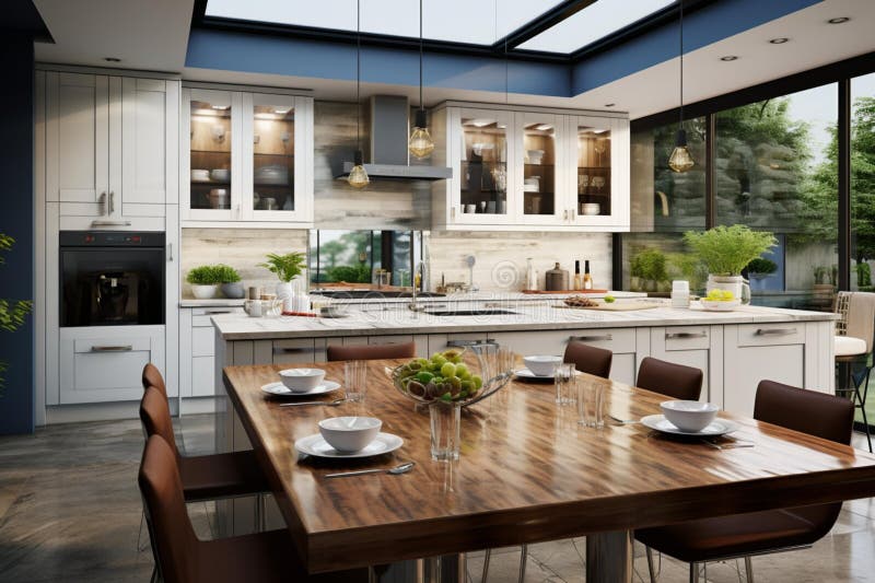 Sleek and Contemporary a Modern Kitchen Blending Style with Functionality Stock Illustration ...
