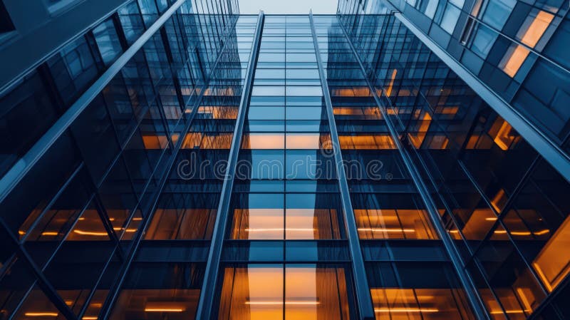 Sleek Contemporary Office Building with Large Glass Windows and Sharp ...