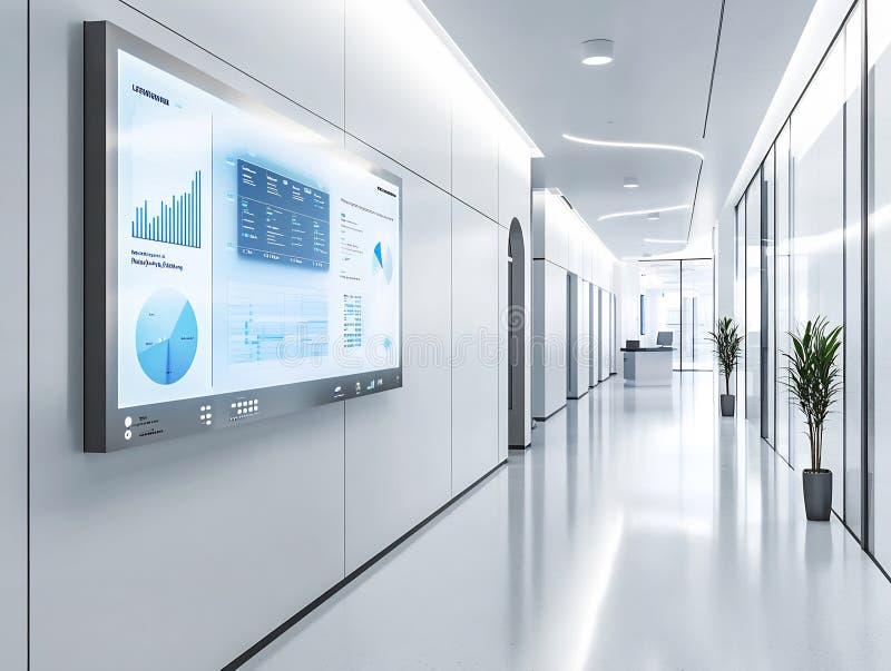 Digital Display in Modern Office Stock Image - Image of bright, signage ...