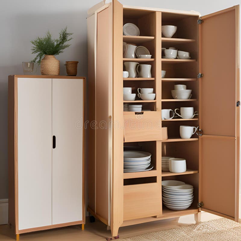 Modern Wooden Kitchen Cupboard with Ample Storage Space Stock ...