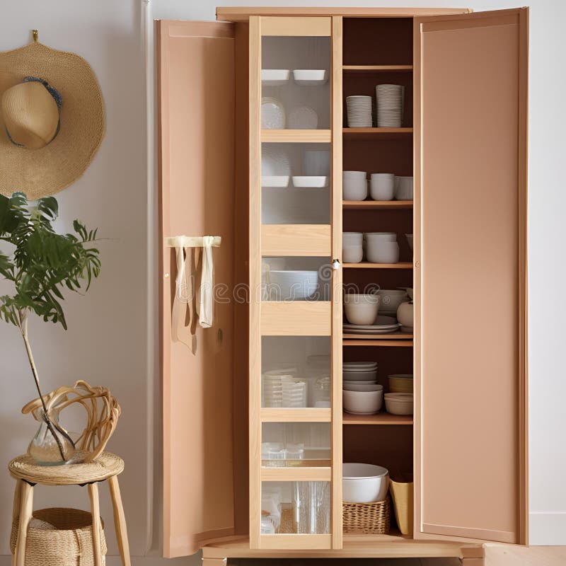 Modern Wooden Kitchen Cupboard with Ample Storage Space Stock ...