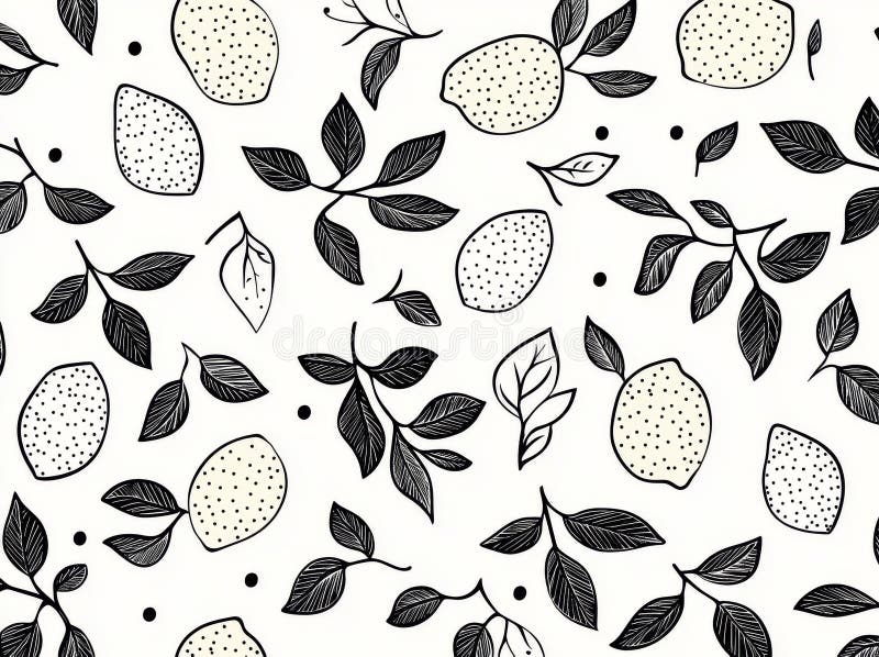 A Sleek, Continuous Line Drawing of a Lemon Pattern with Minimalistic ...