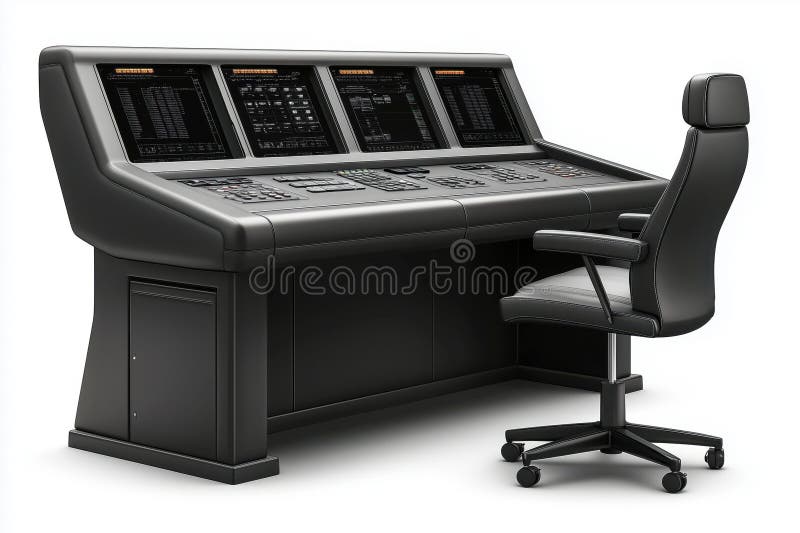 Modern Control Room Workstation with Multiple Displays and Ergonomic ...