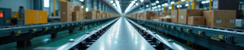 Sleek Conveyor System Transporting Goods in Factory, Industrial ...