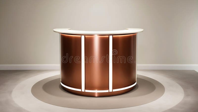 Sleek Copper Reception Desk in Modern Retail Space Stock Illustration ...