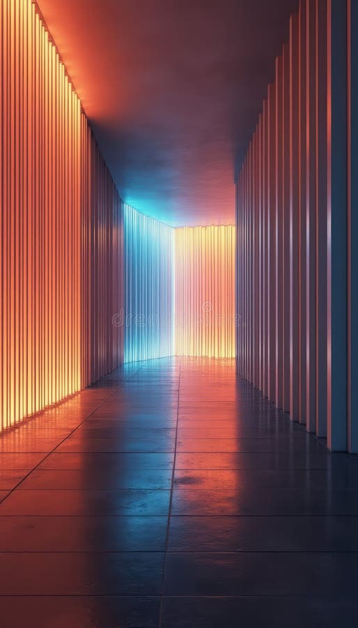 Futuristic Corridor with Vibrant Lighting Stock Photo - Image of ...