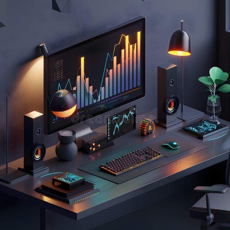 Sleek Cryptocurrency Trading Workspace with Dynamic Charts and ...